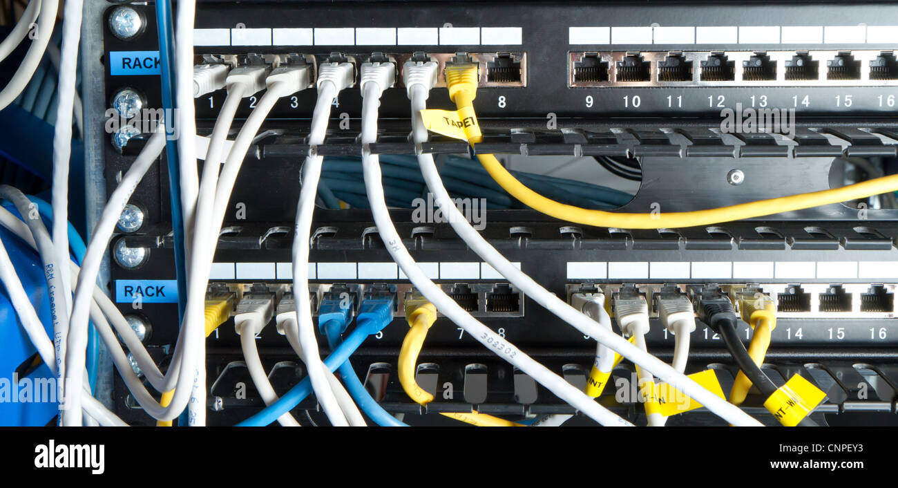 optic fiber cables connected to data center Stock Photo - Alamy