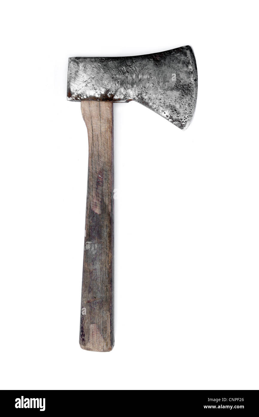 Old carpenter axe isolated on white background Stock Photo - Alamy