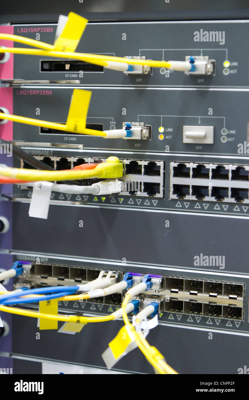 optic fiber cables connected to data center Stock Photo - Alamy