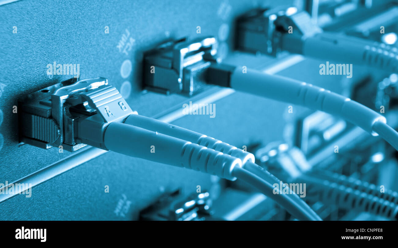 optic fiber cables connected to data center Stock Photo - Alamy