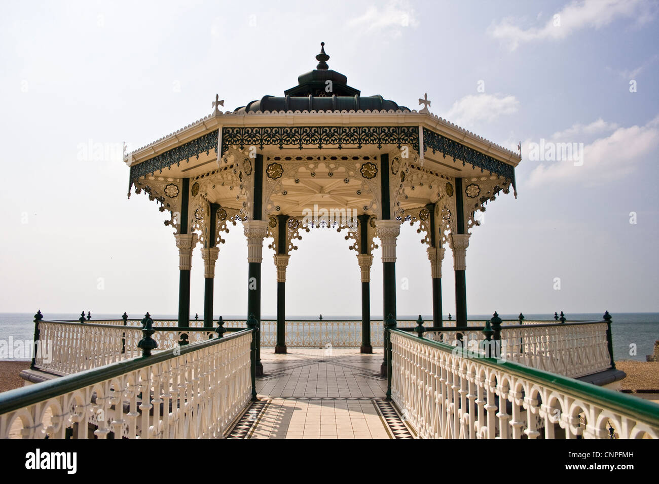 The recently restored Victorian Bandstand on Brighton Seafront England ...