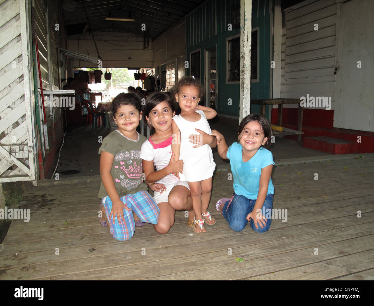 Happy children in Roatan, Honduras Stock Photo - Alamy