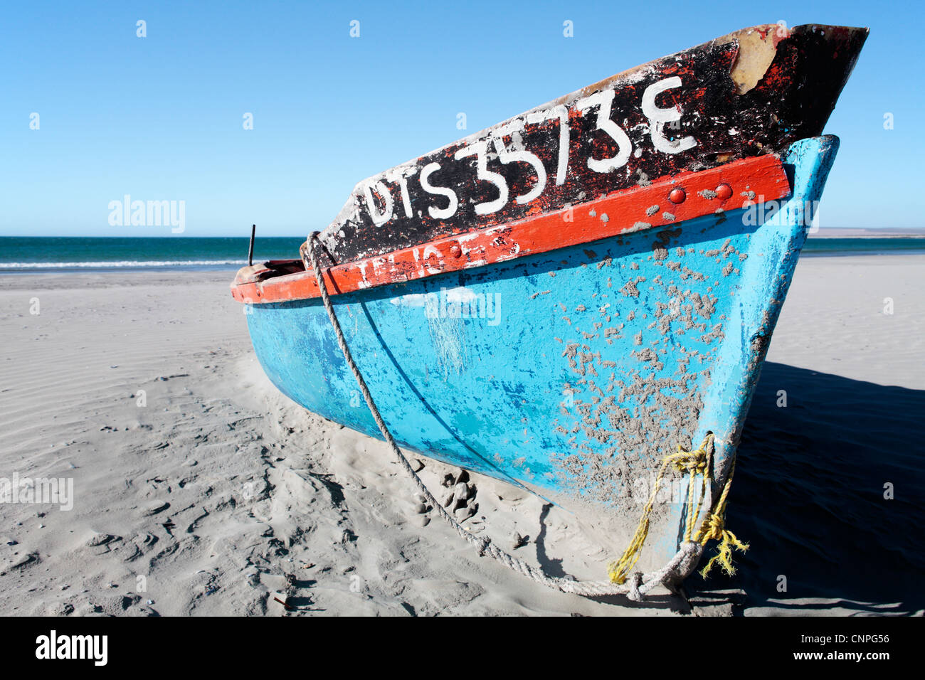 Colorful fishing boat on Paternoster Beach Western Cape South Africa ...