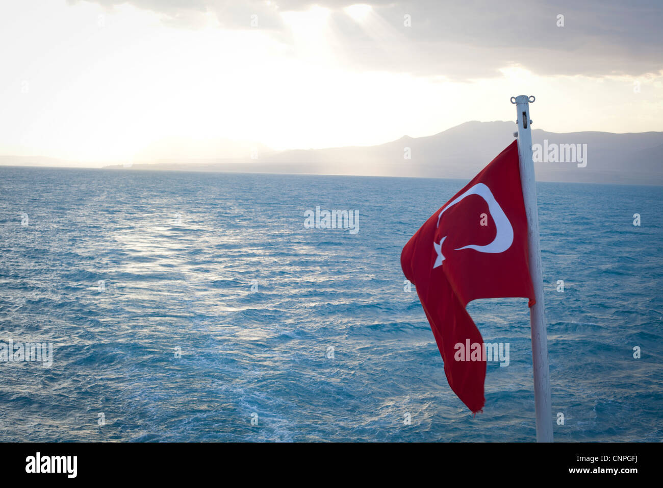Turkish flag on lake van Stock Photo - Alamy