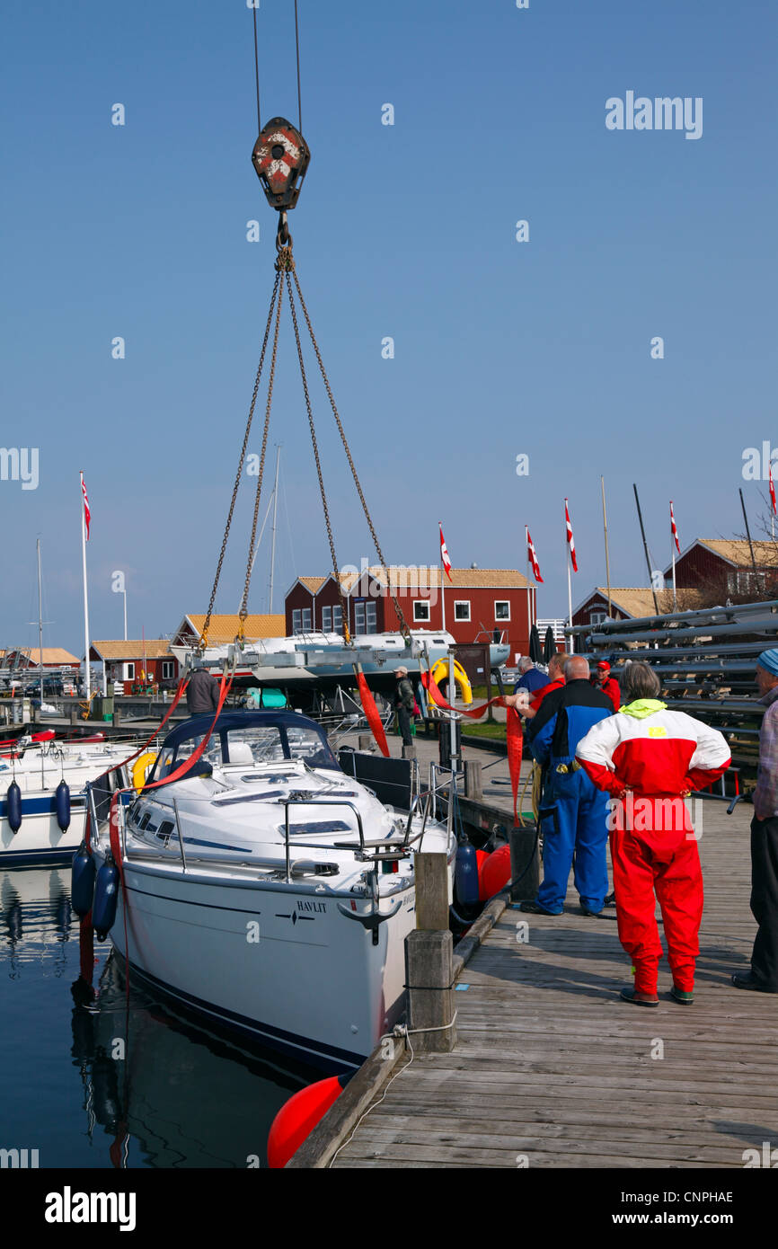 Yacht hoisted crane hi-res stock photography and images - Alamy