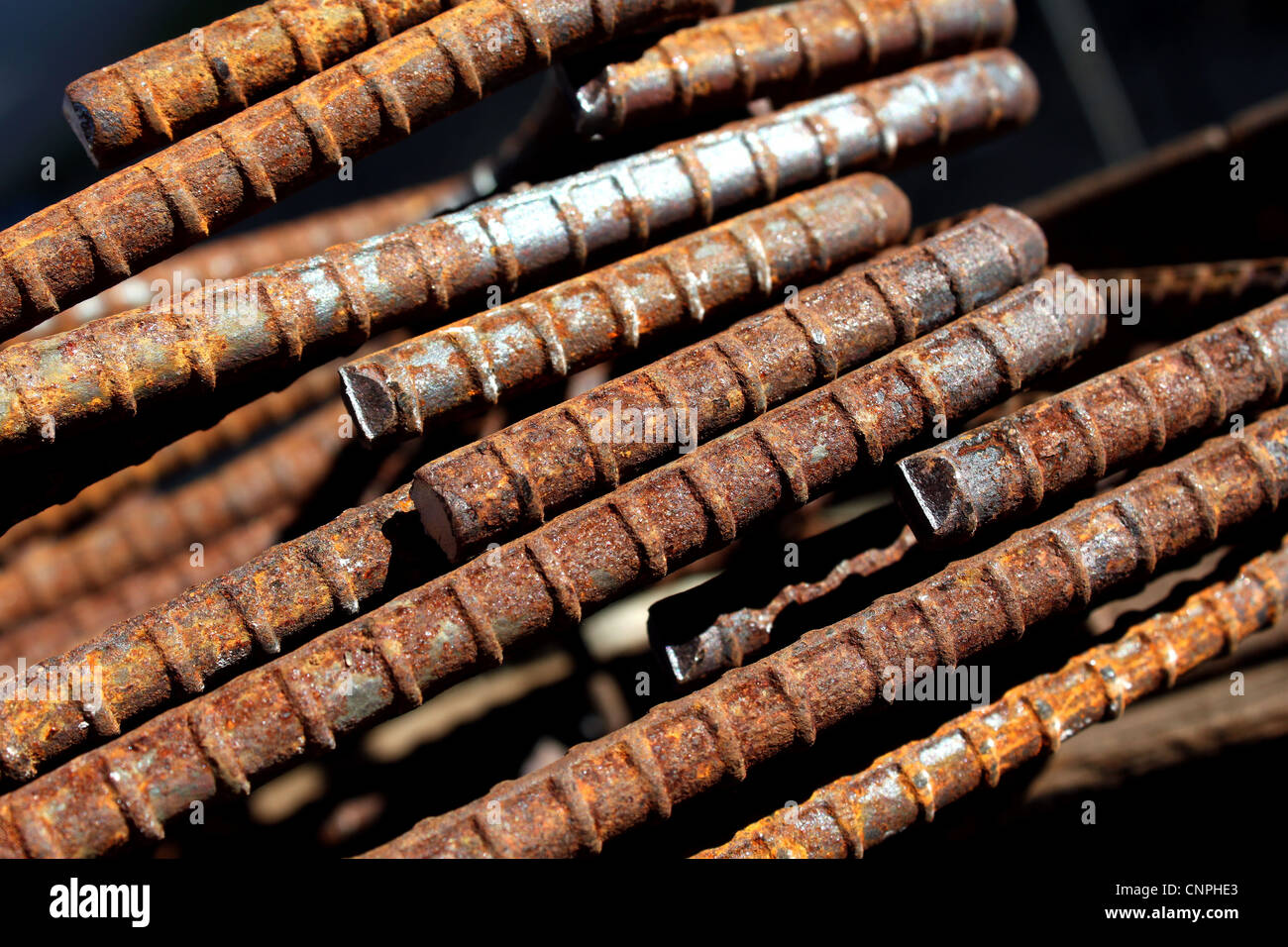 Rusted cut steel bars at the construction sites Stock Photo - Alamy