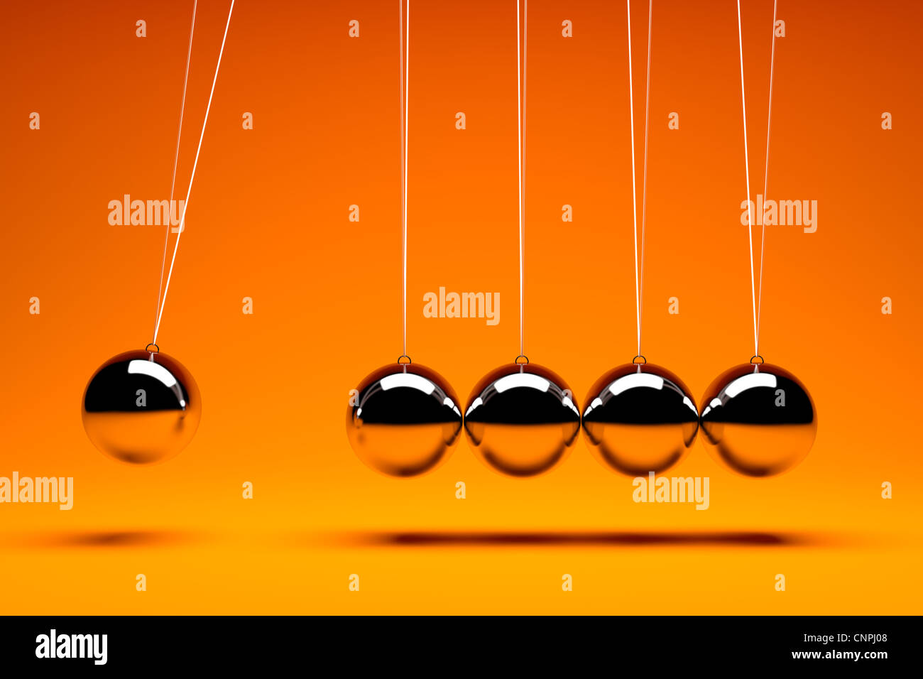 3d render of five metal balancing balls Stock Photo - Alamy