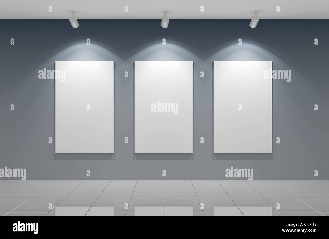 3d render of an empty gallery wall Stock Photo - Alamy