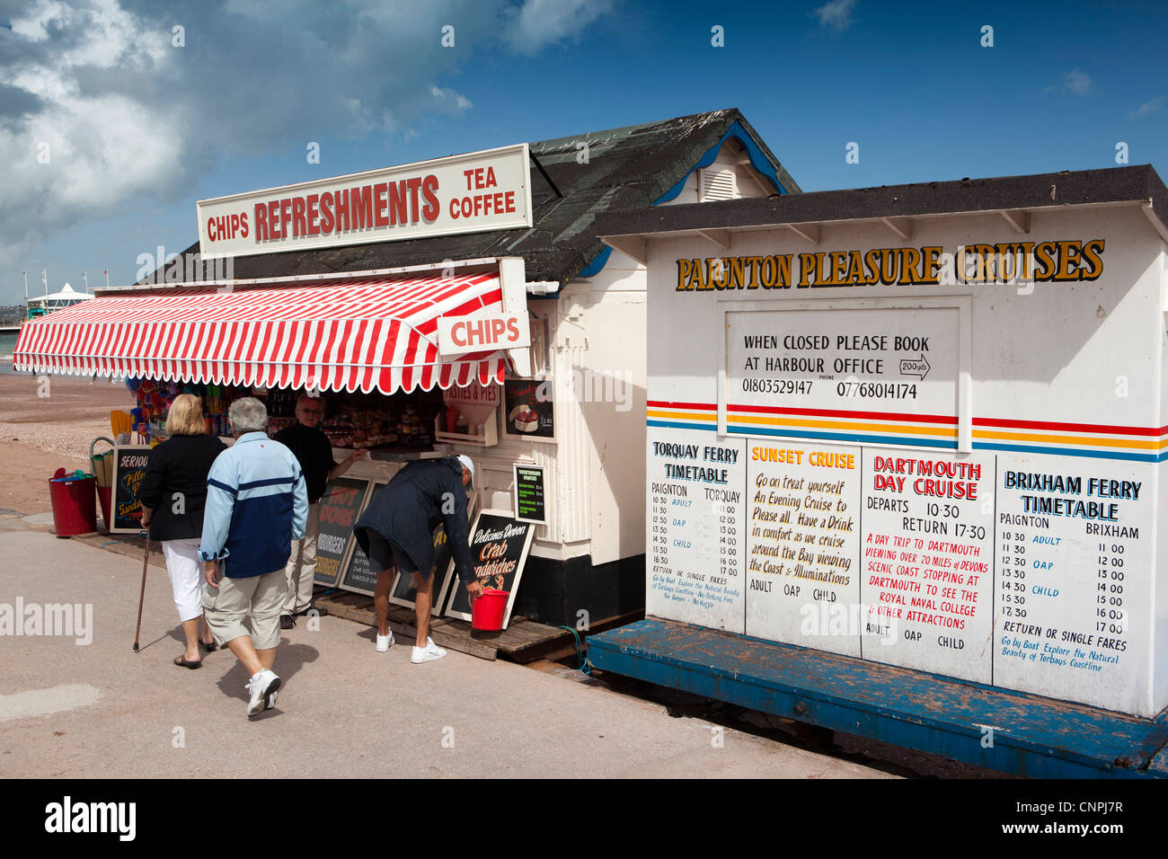 UK, England, Devon, Paignton, refreshment stall and pleasure cruise ...