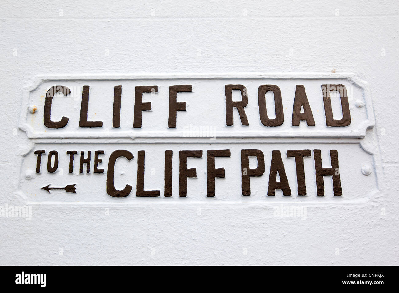 UK, England, Devon, Paignton, Cliff Road, sign to cliff path around ...