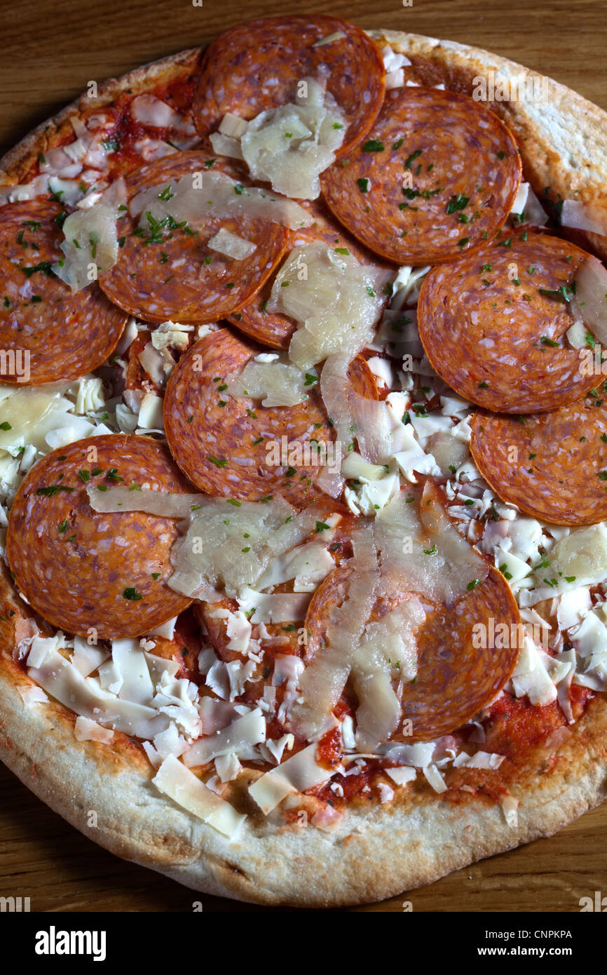 Raw or Unccooked Pepperoni Pizza Stock Photo - Alamy