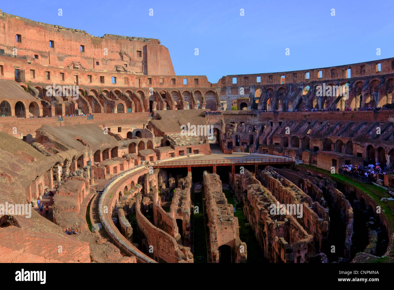 Colosseum, Rome, interior, sunny day with crowds of visitors Stock ...