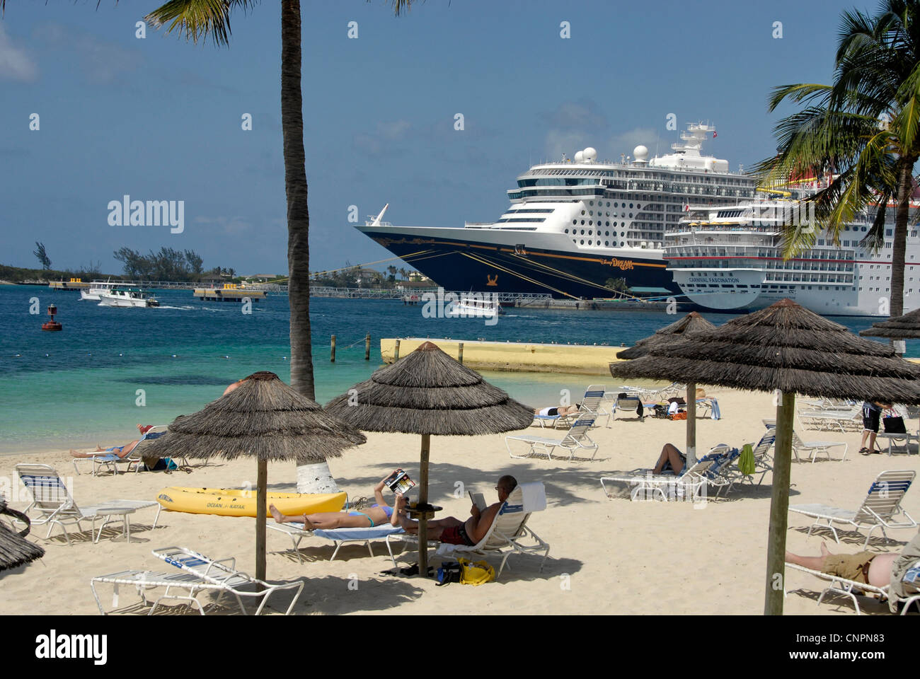 View of ships from the beach of the British Colonial Hilton Nassau ...