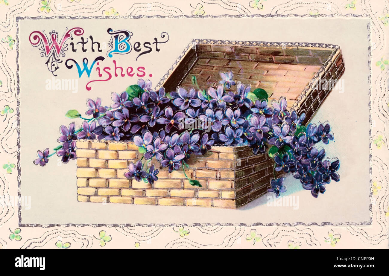With Best Wishes - Vintage postcard Stock Photo - Alamy