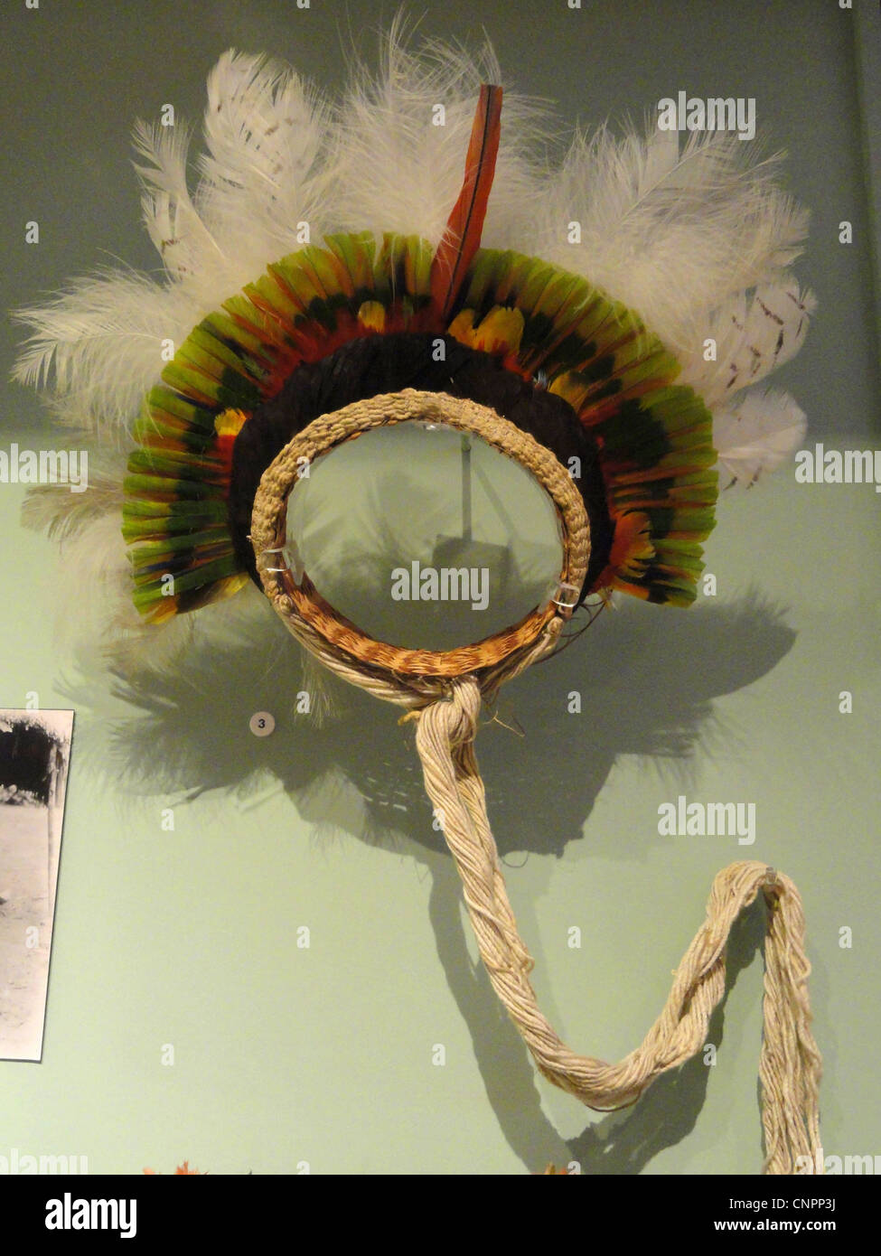 This ceremonial headdress, worn during dances by the Wai-wai people of ...