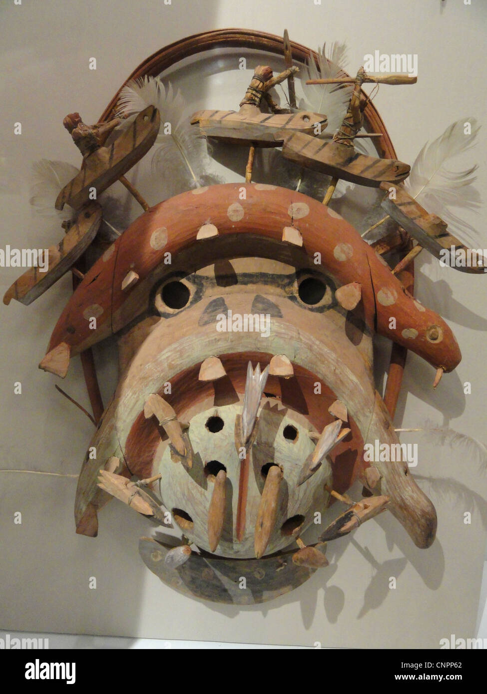 This dance mask, likely from the Southwest Alaska Eskimo people, was ...