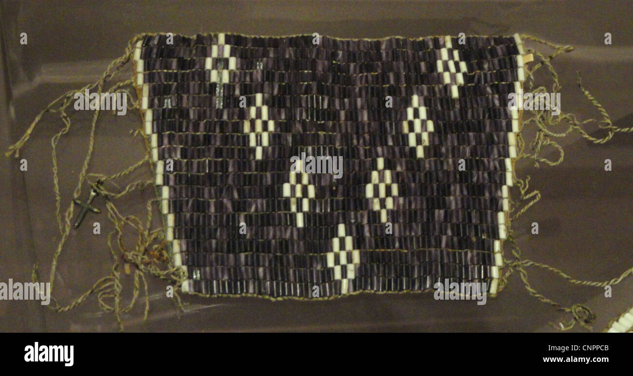 This 18th-century wampum wrist ornament, likely created by the Iroquois ...