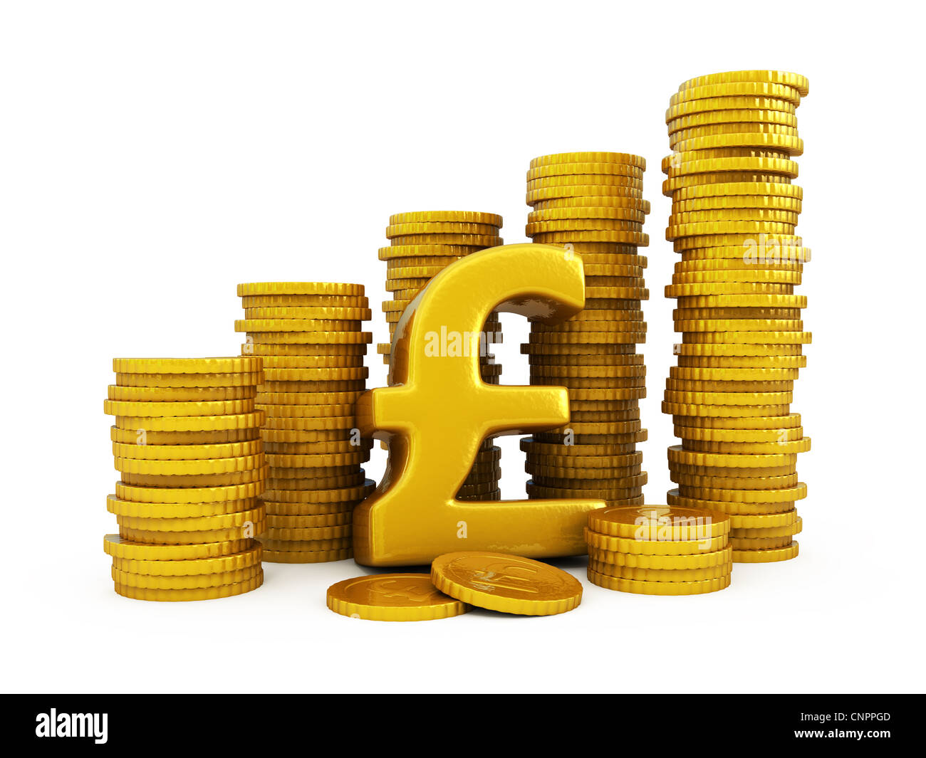 Pound sterling golden coins Stock Photo - Alamy