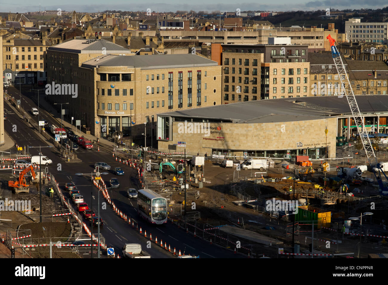 Bradford City centre showing the Thomas Cook building, the Impressions ...