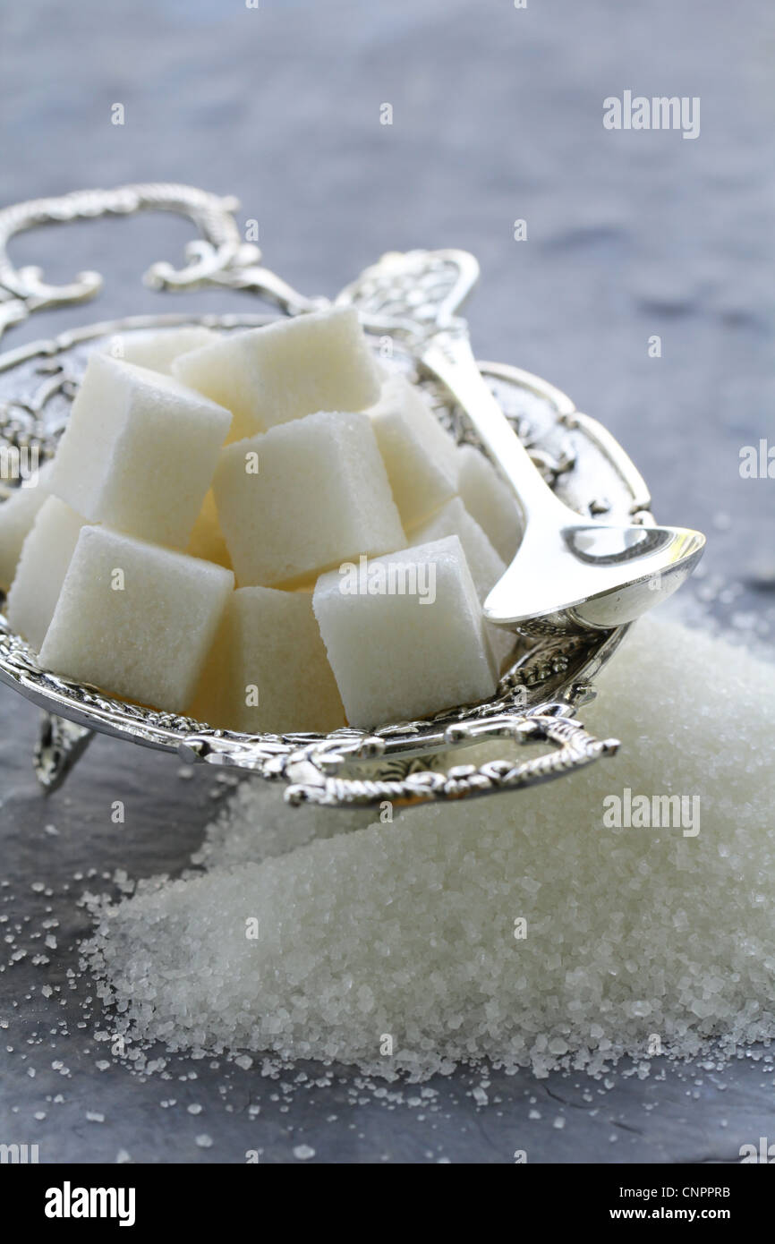 Several types of sugar - refined sugar and granulated sugar Stock Photo ...