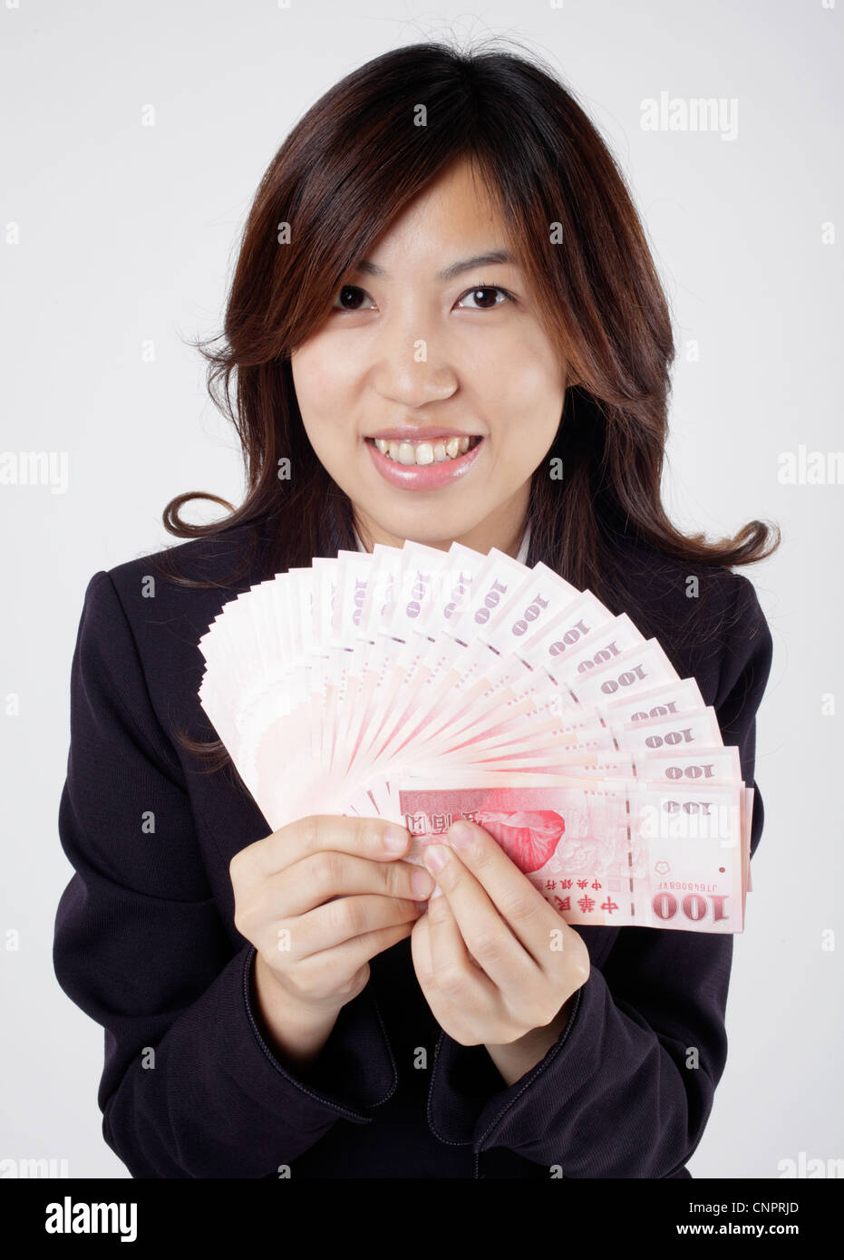 Office lady counts cash Stock Photo - Alamy