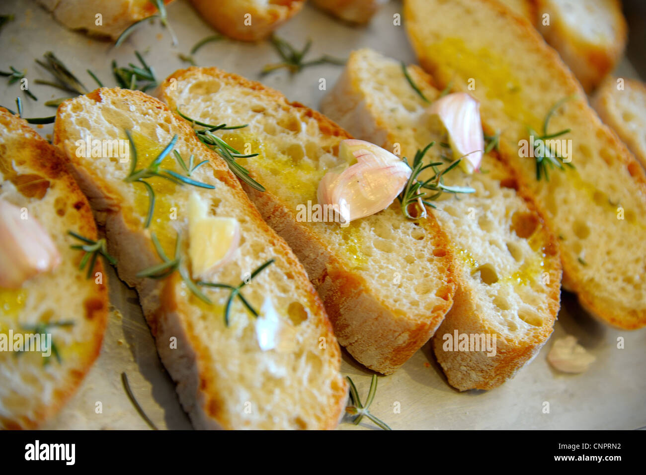 Bruschetta ( typical Italian Toasted Garlic Bread with oil Stock Photo ...