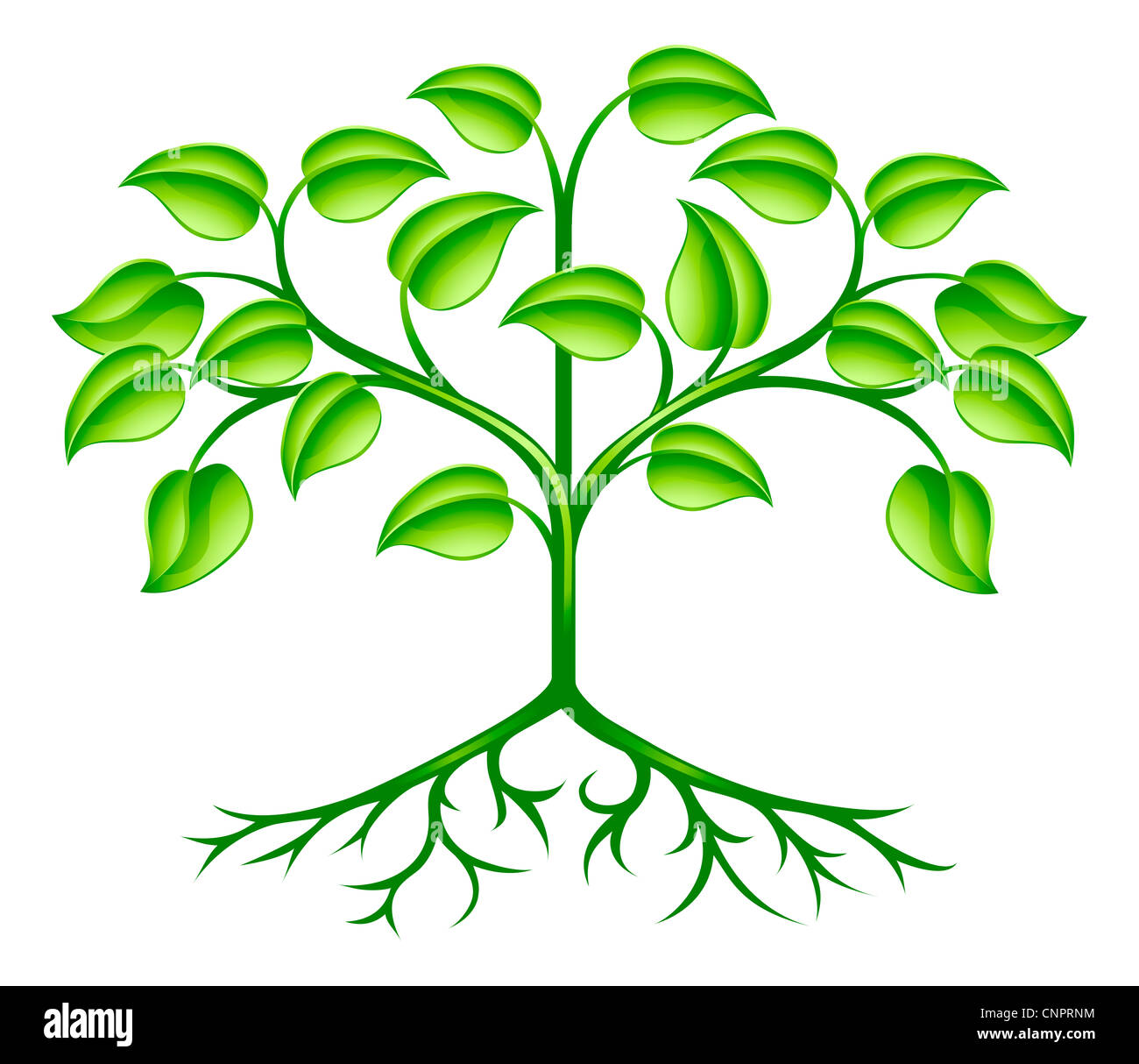 A green stylised tree design element symbolising growth, nature or the ...