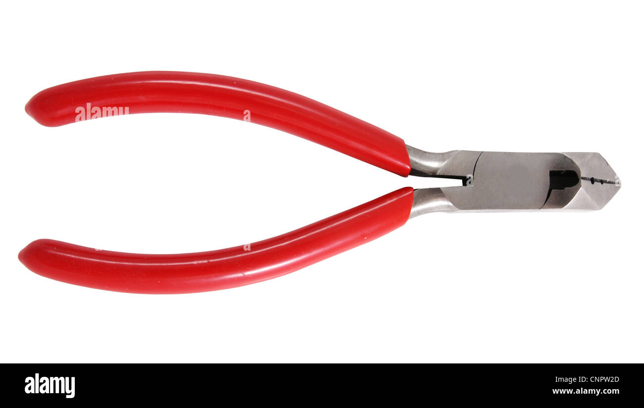 Image of red pliers on white background Stock Photo - Alamy