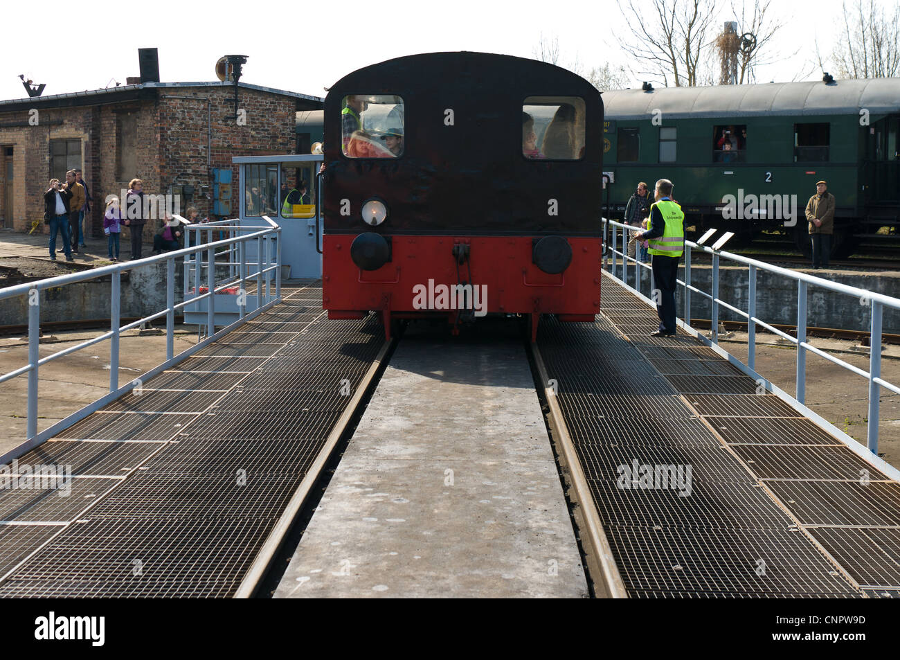 DRG Kleinlokomotive Class I (Gmeinder) at the railway turntable Stock ...