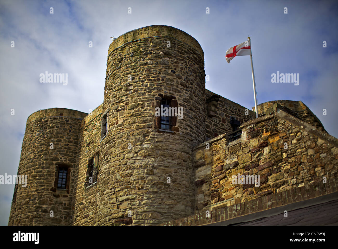 Rye Museum castle [castle wall] flag flagpole Stock Photo - Alamy
