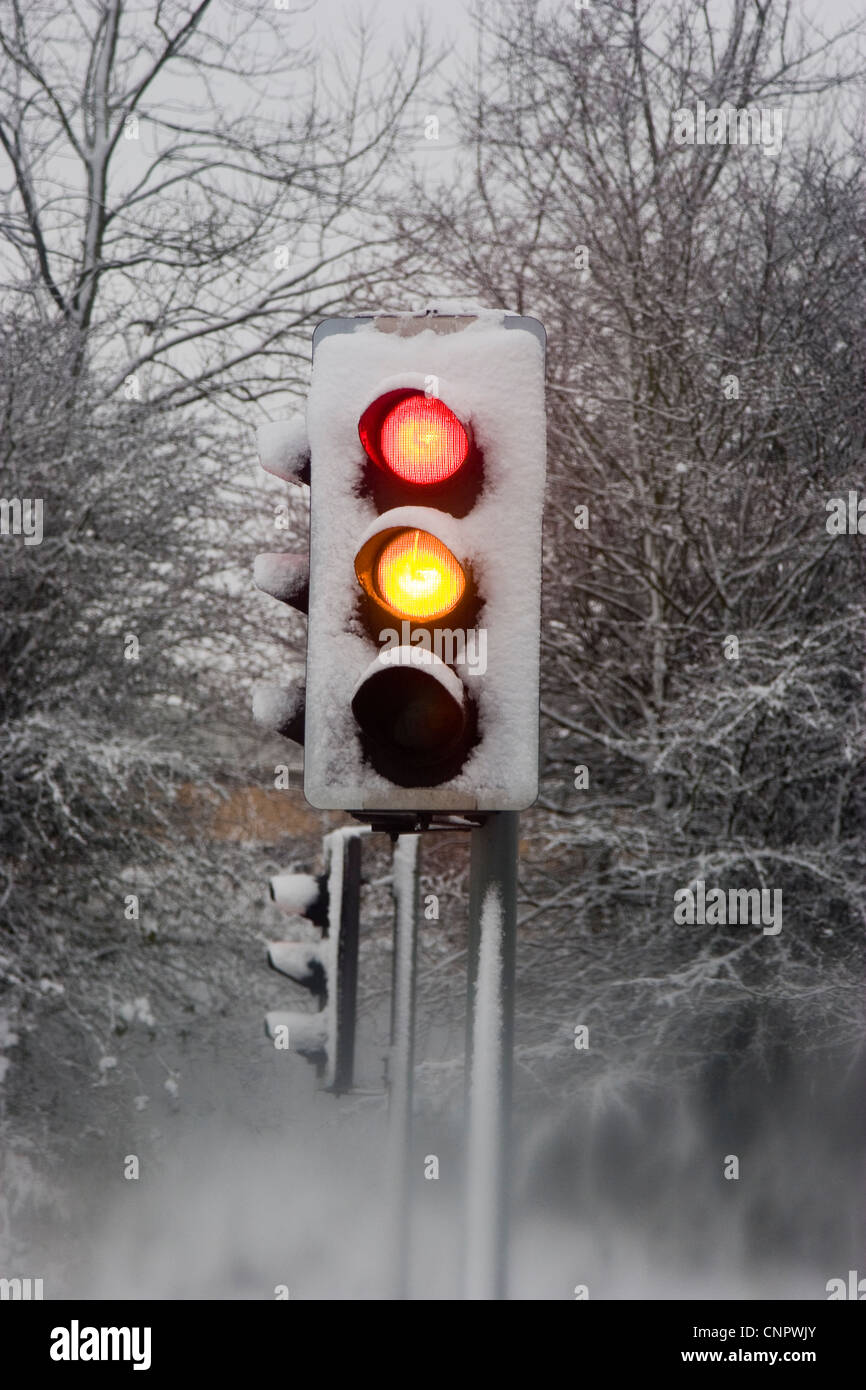 Traffic lights in the snow Stock Photo - Alamy