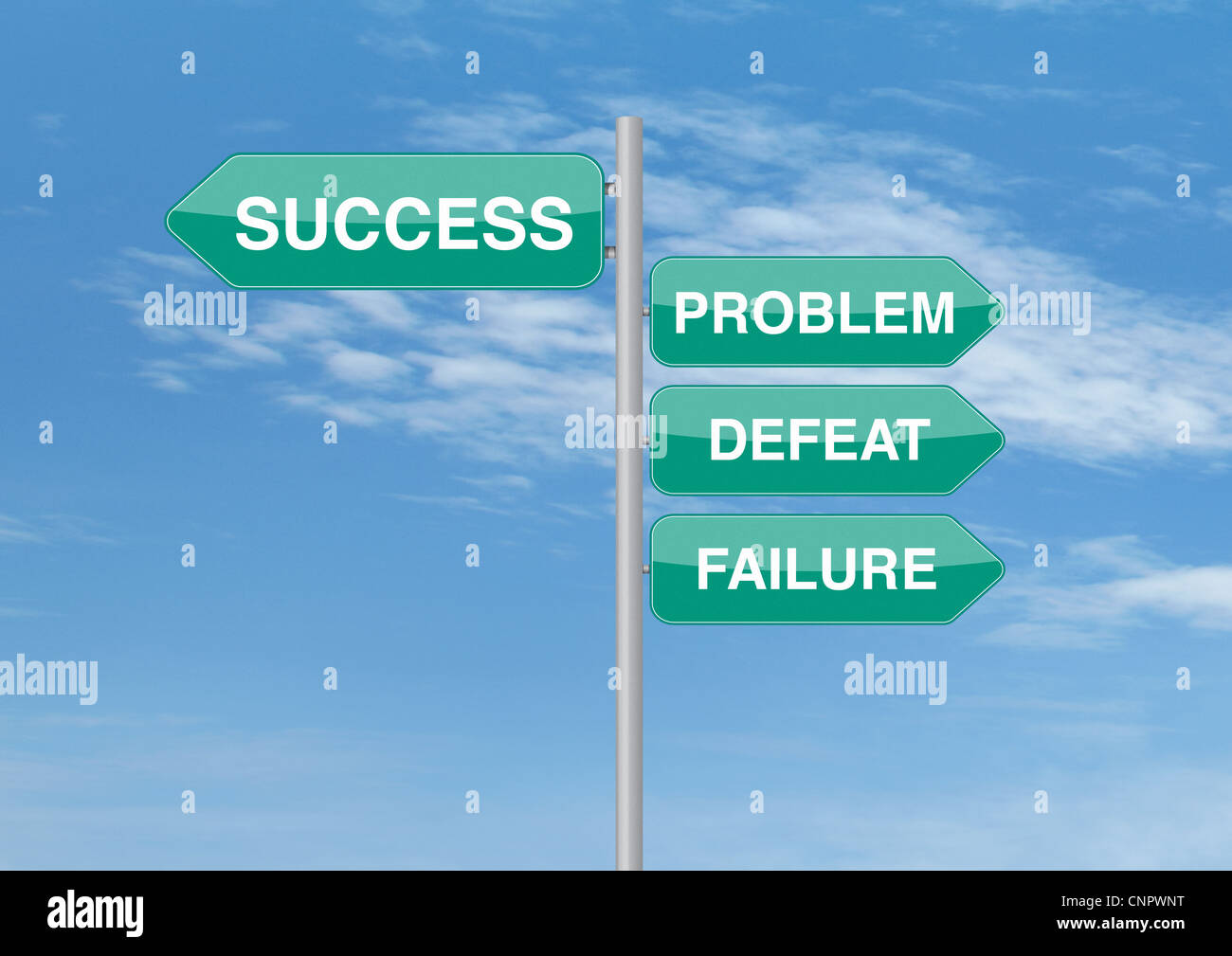 success sign road on sky Stock Photo - Alamy