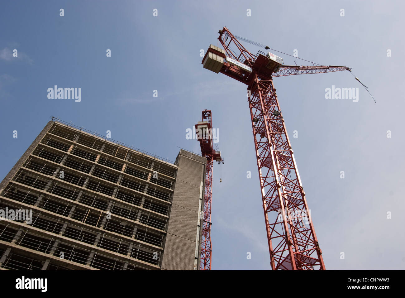 Cranes and high rise building on a building site in Bristol Stock Photo ...