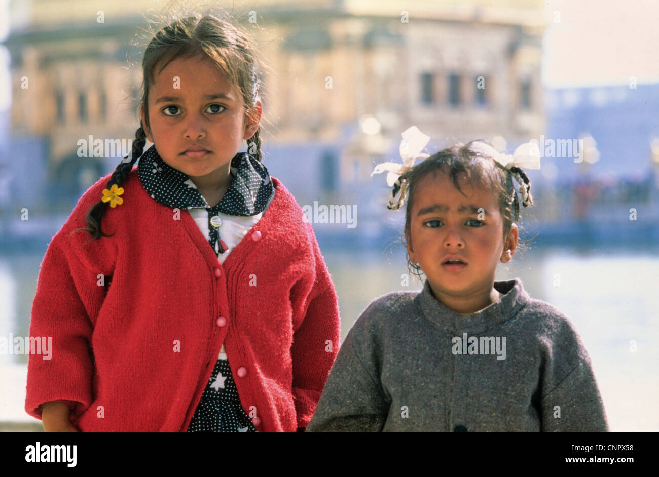 Children portratit at Golden Temple in Amritsar, India. Main place of ...