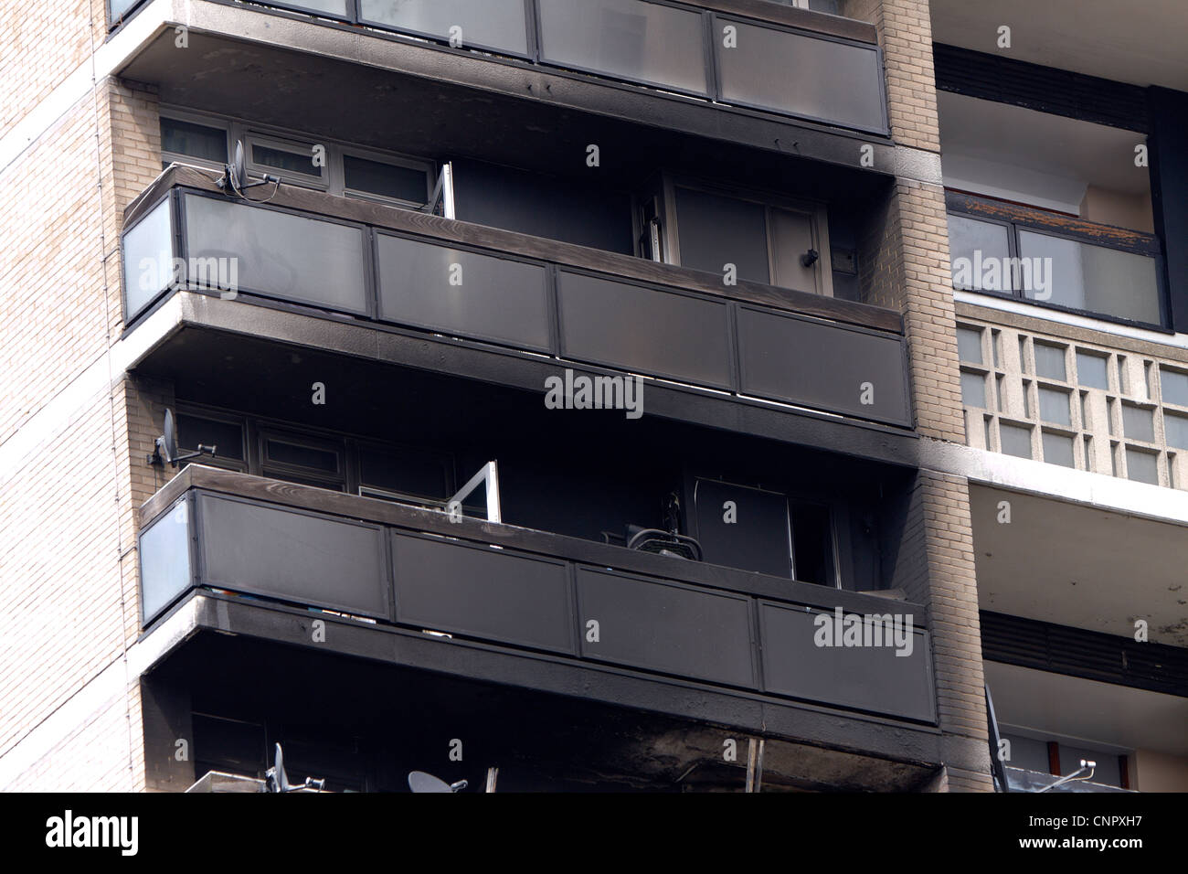 Emergency services attend a tower block fire in Abbey Street ...