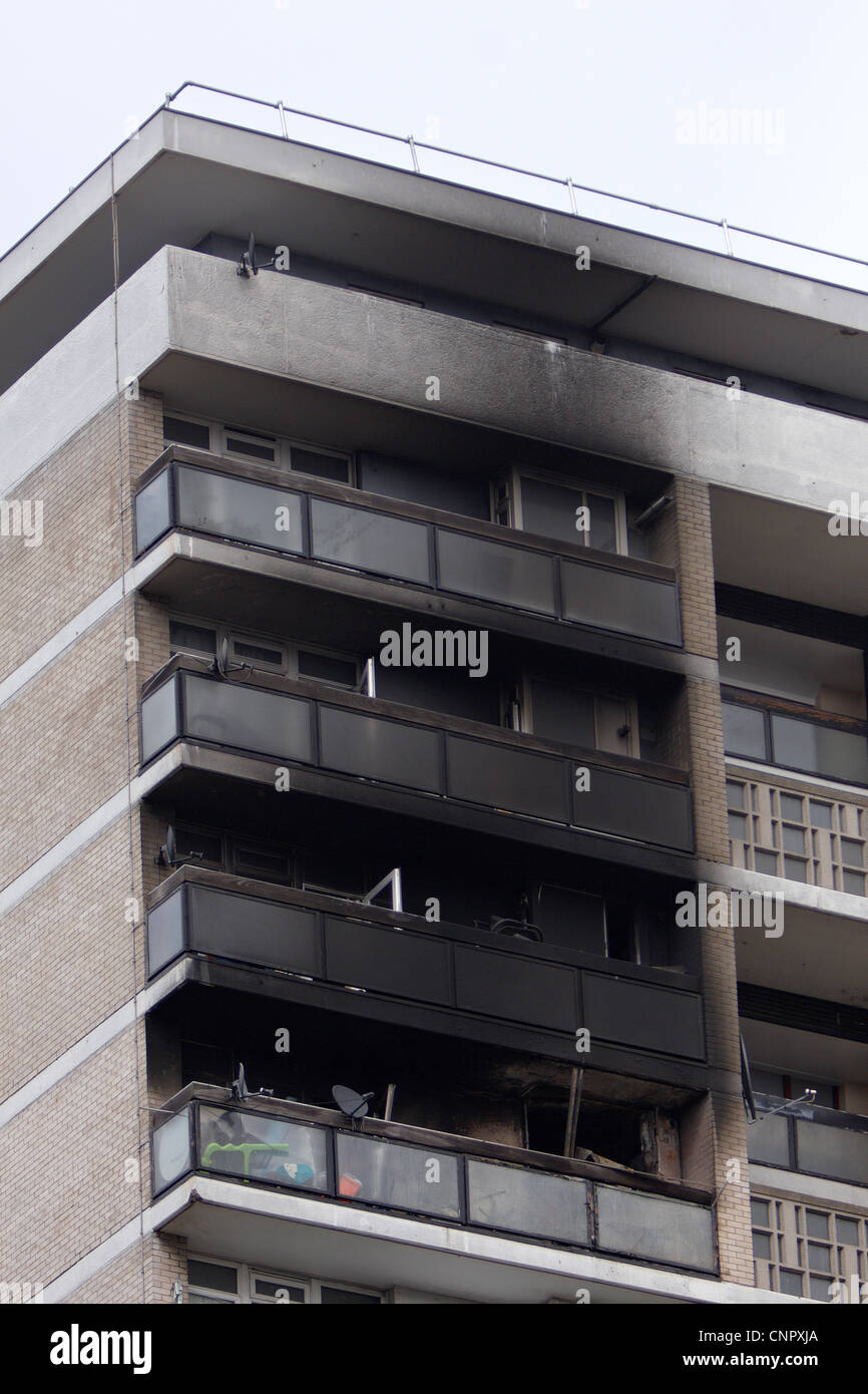 Emergency services attend a tower block fire in Abbey Street ...