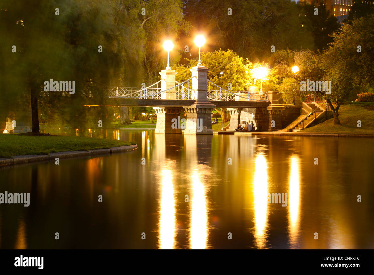 Boston Public Gardens Lagoon Bridge at Night Stock Photo - Alamy