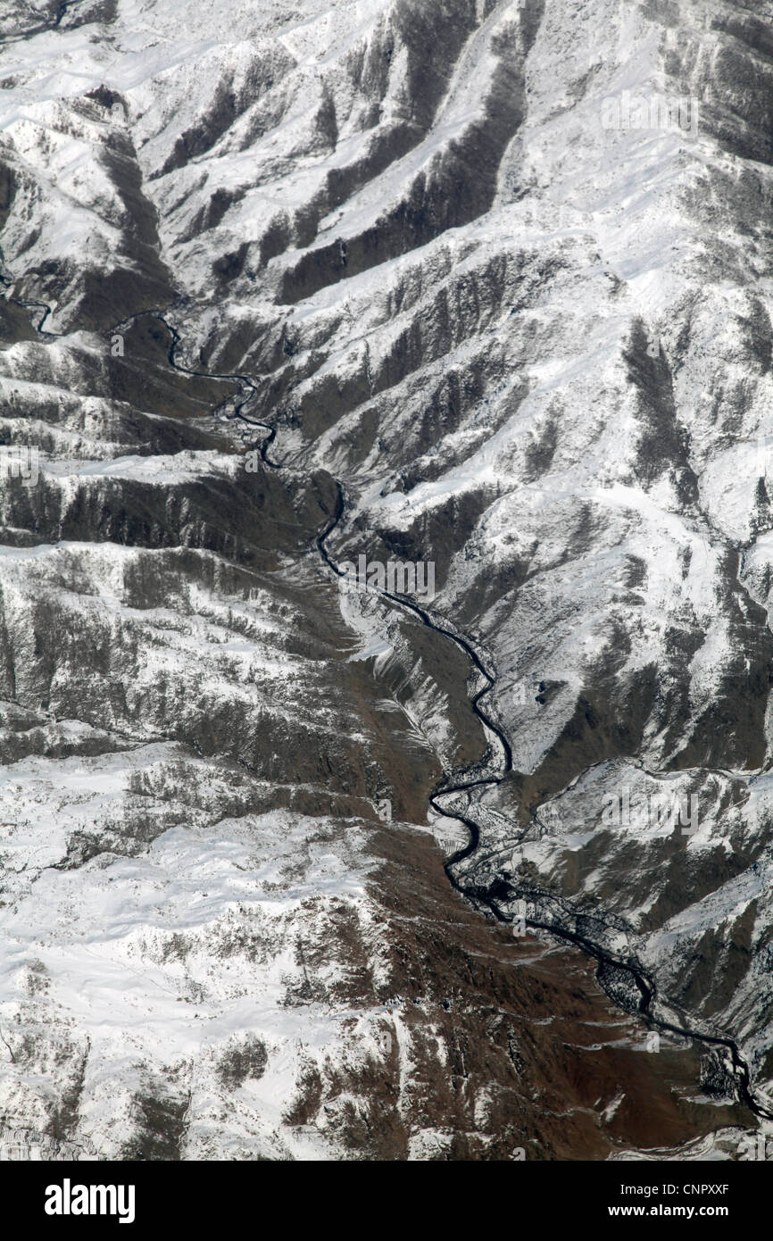 Aerial view of the Himalayas mountain range in central Asia Stock Photo ...