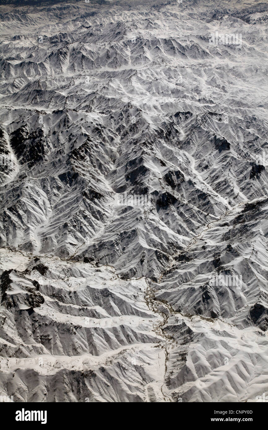 Aerial view of the Himalayas mountain range in central Asia Stock Photo ...