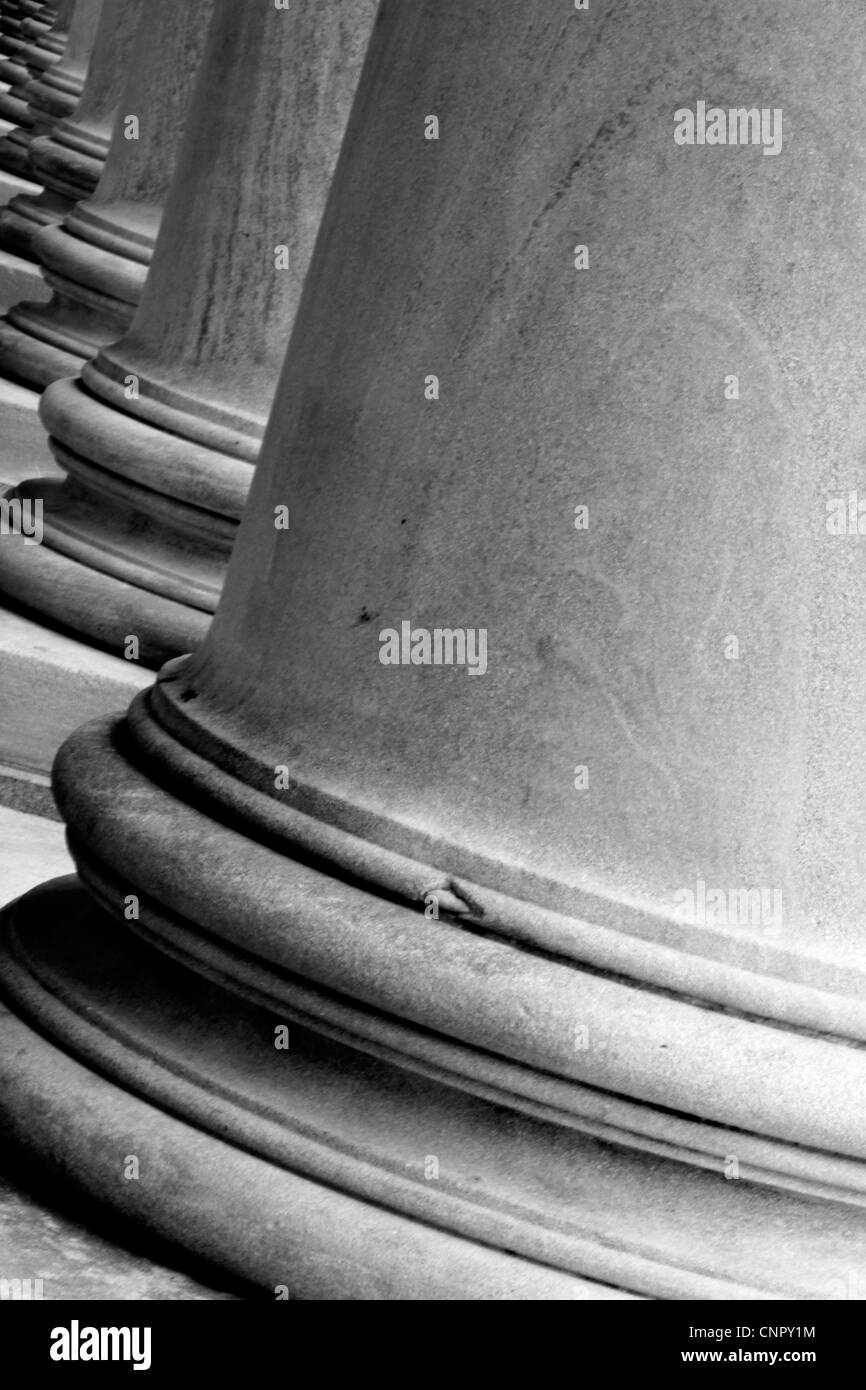 Base of architectural columns at Harvard University's Widener Library ...