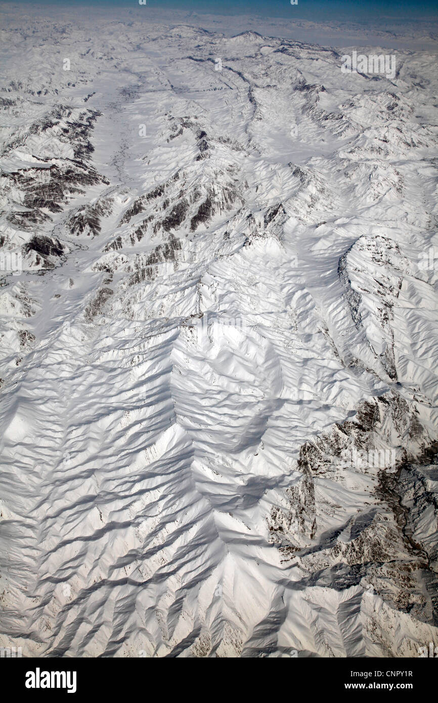 Aerial view of the Himalayas mountain range in central Asia Stock Photo ...