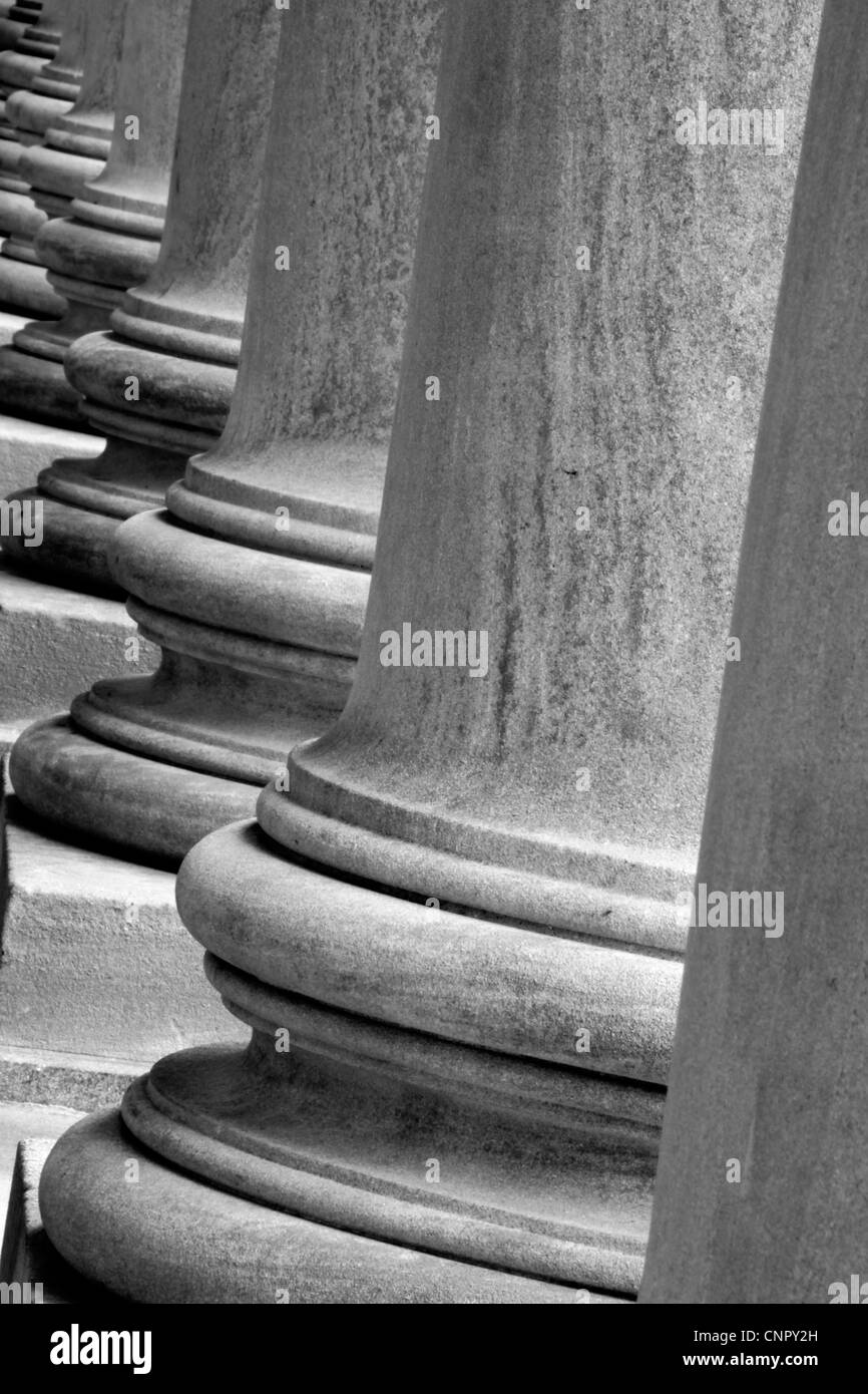 Base of architectural columns at Harvard University's Widener Library ...