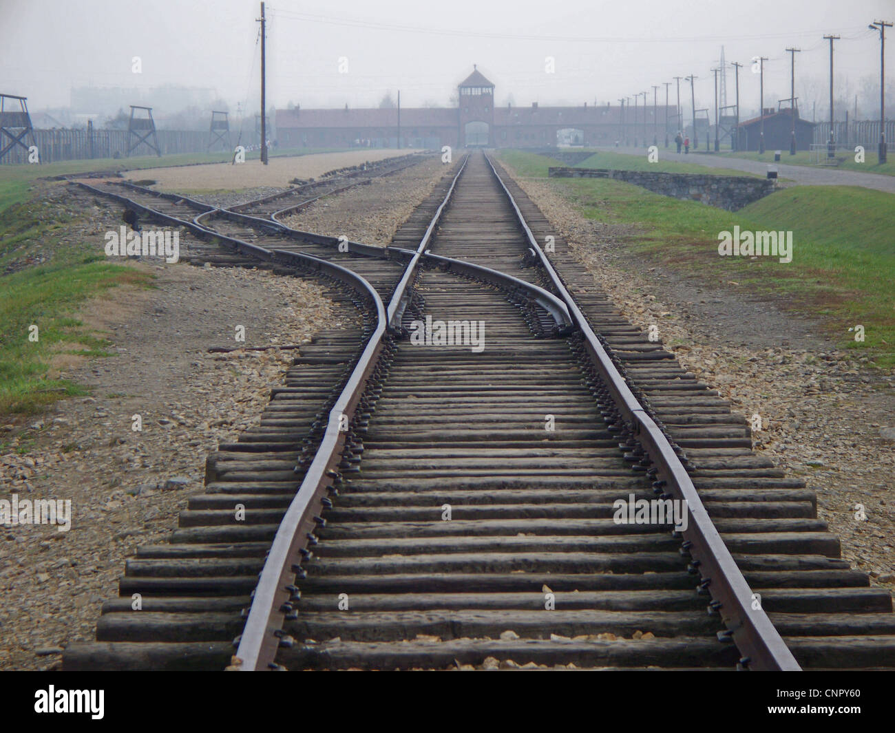 End of the Railway line in Auschwitz Stock Photo - Alamy