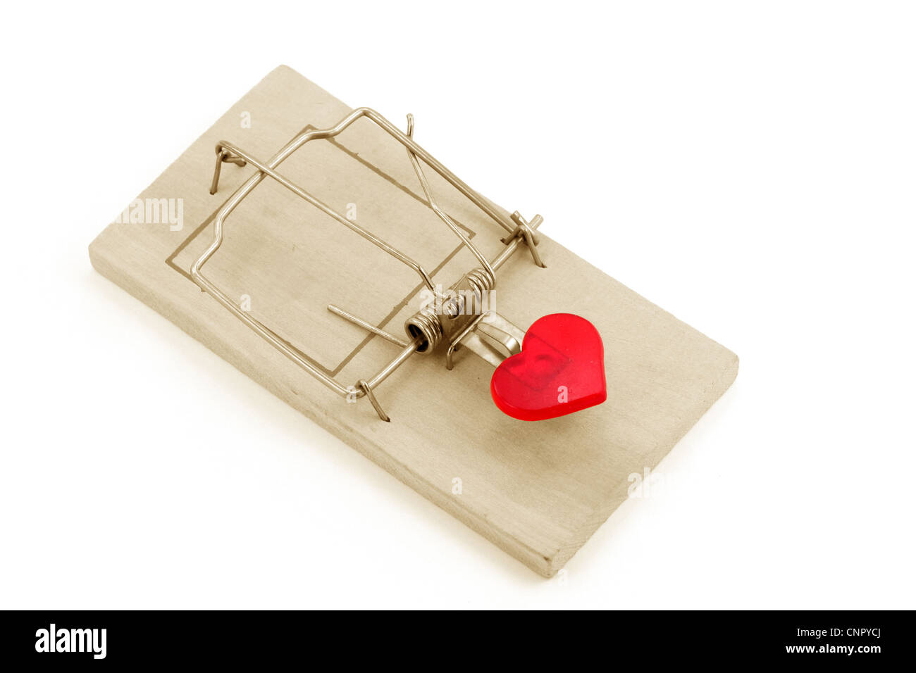 red heart and Mousetrap, love concept, with white background Stock ...