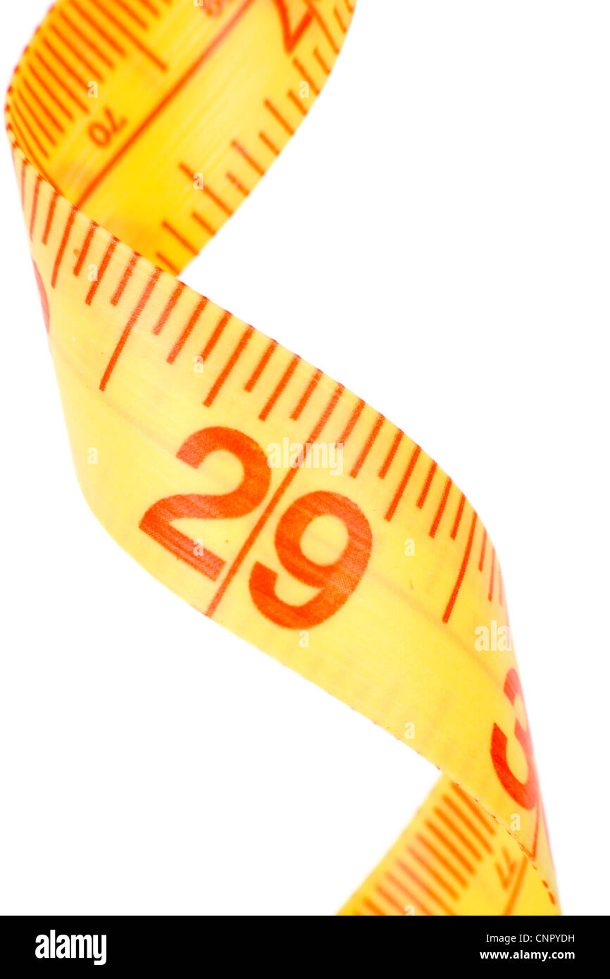Yellow Tape Measure with white background Stock Photo - Alamy