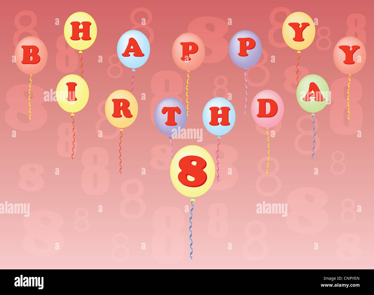 happy birthday eight years illustration Stock Photo - Alamy