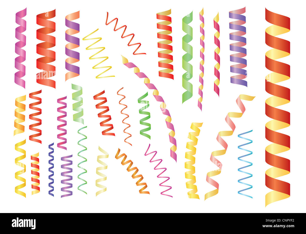 collection of paper streamers over white Stock Photo - Alamy