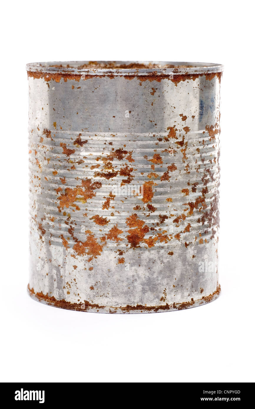 Rusty Metal Can with white background Stock Photo - Alamy