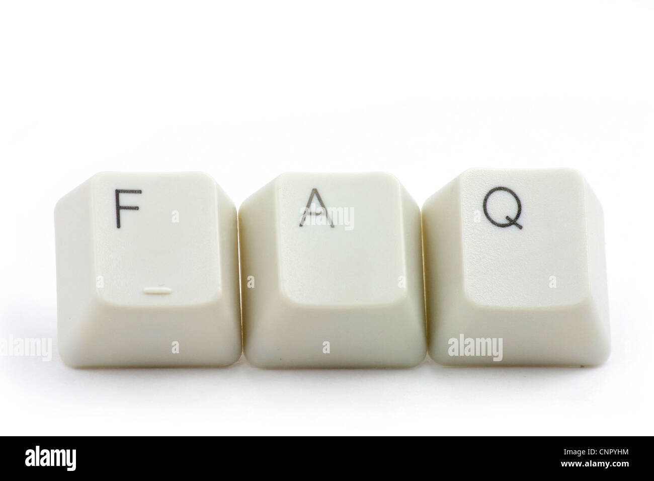 letter keys close up, concept of FAQ Stock Photo - Alamy