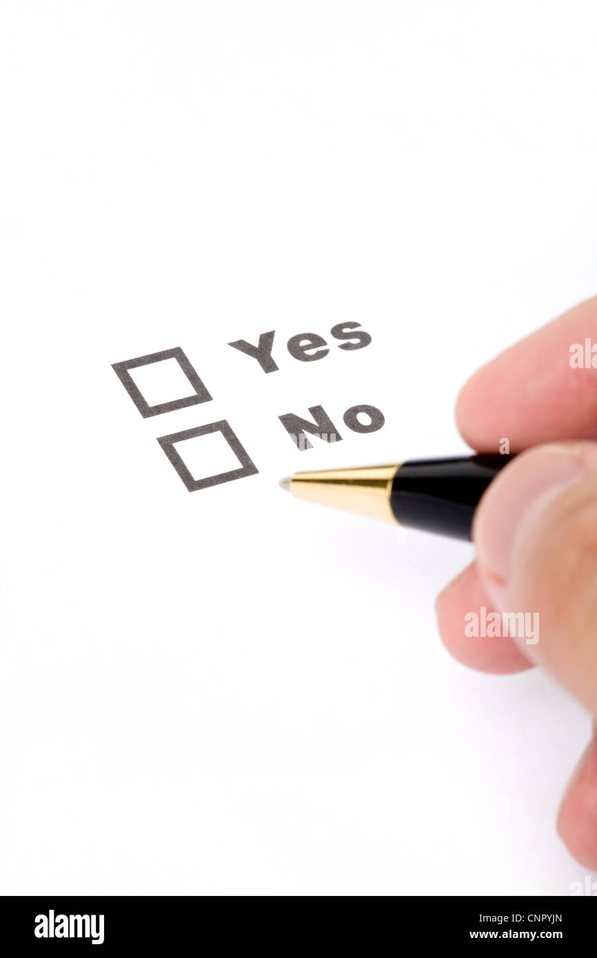 questionnaire and pen, concept of Decisions Stock Photo - Alamy